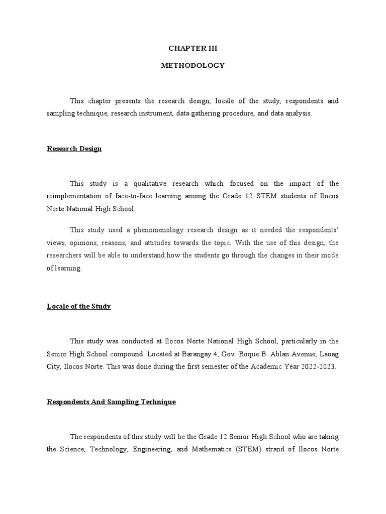 Chapter Iii 1 | PDF | Survey Methodology | Questionnaire