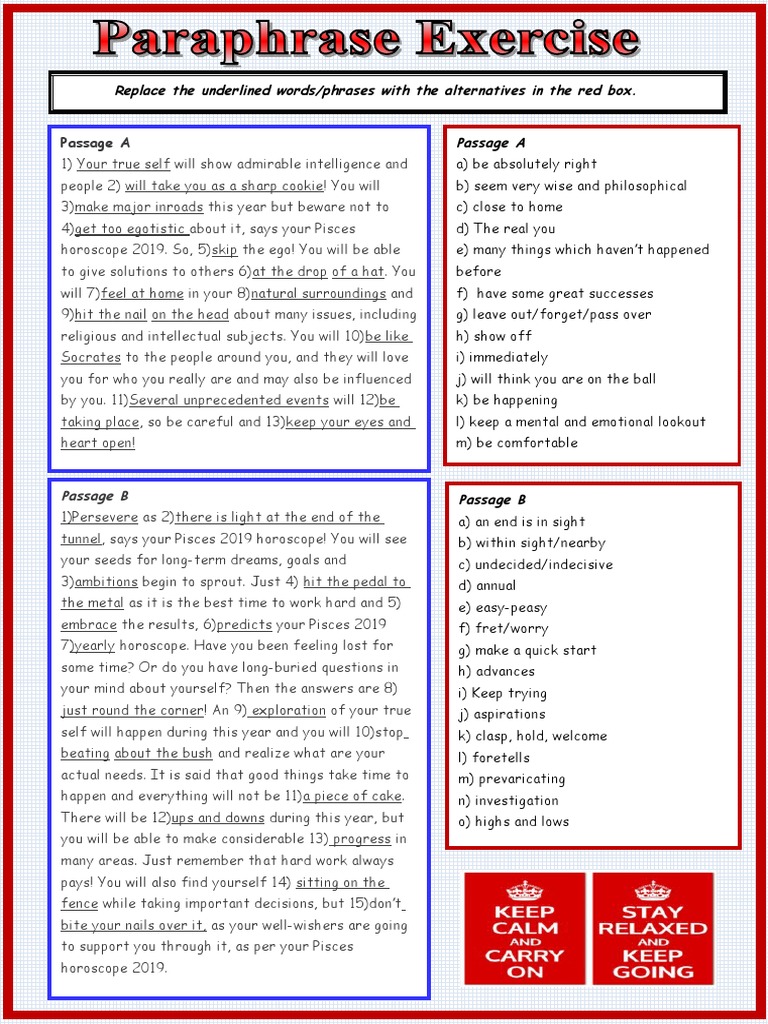 Paraphrase Answerkey | PDF | Psychology | Cognitive Science