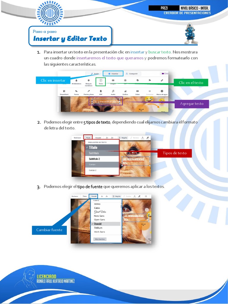Insertar y Editar Texto en PREZI | PDF