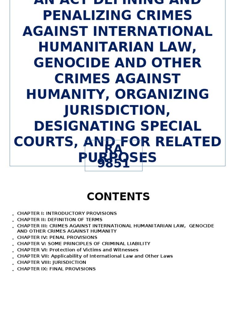 Ra 9851 | PDF | International Humanitarian Law | War Crime