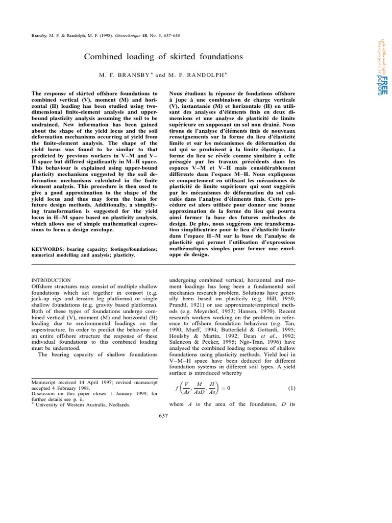 Combined Loading of Skirted Foundations | PDF