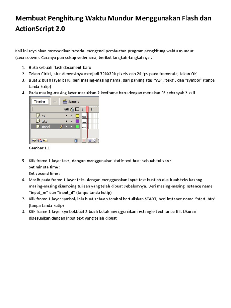 Membuat Penghitung Waktu Mundur Menggunakan Flash Dan ActionScript 2.0 | PDF