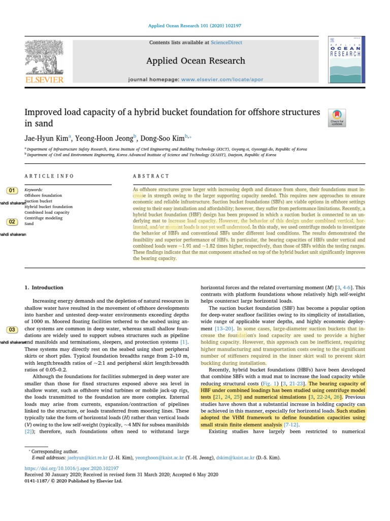 Improved Load Capacity of A Hybrid Bucket Foundation For Offshore ... Improved Load Capacity of A Hybrid Bucket Foundation For Offshore ...