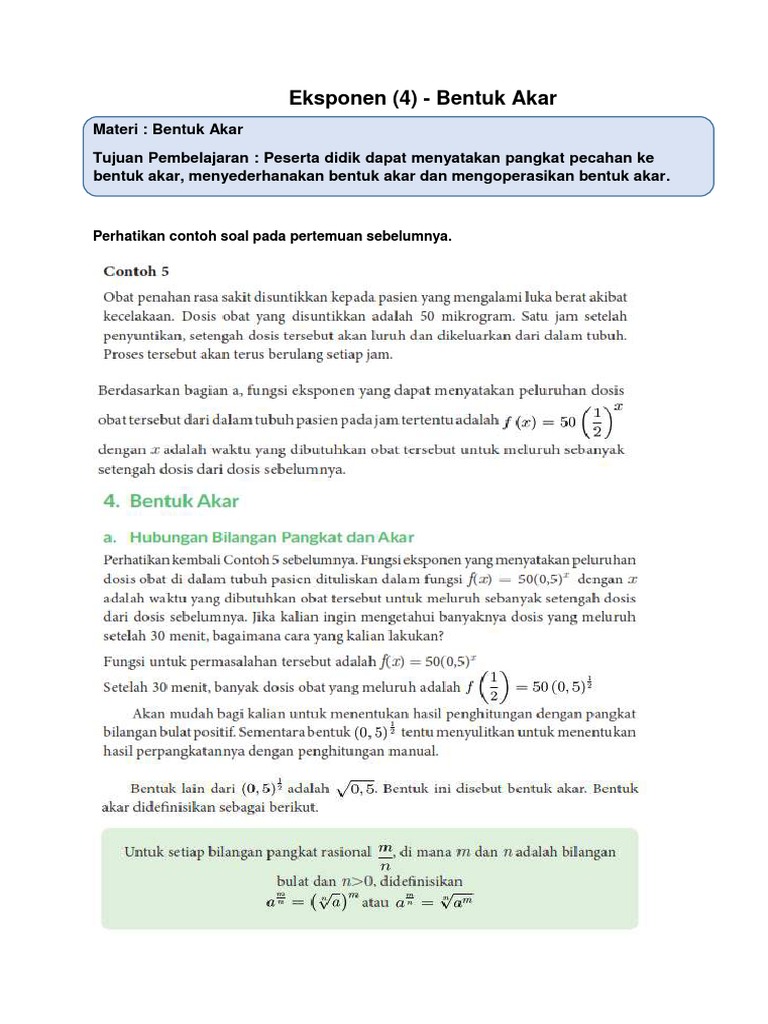 Eksponen (4) - Bentuk Akar | PDF