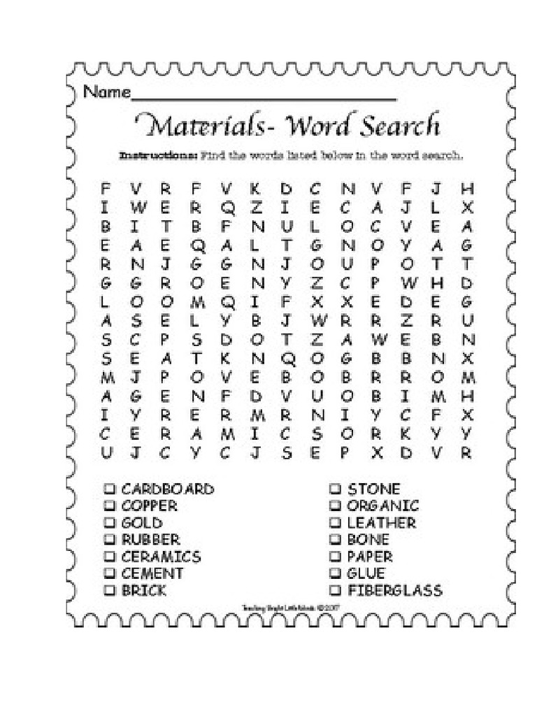 Materials Word Search 2021 | PDF