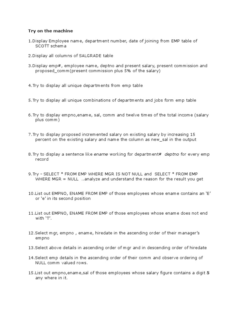 SQL - Practice Assignments | PDF | Salary | Table (Database)
