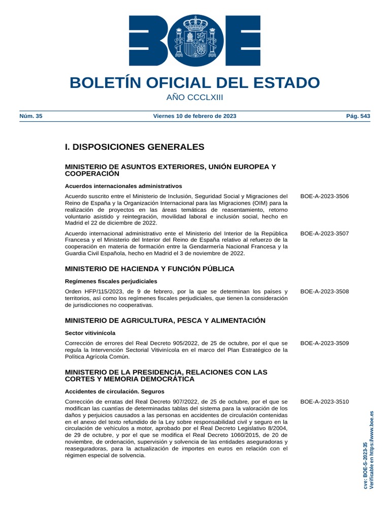 BOE-35-Resoluciones | PDF | Ministerio (Departamento de Gobierno) | España