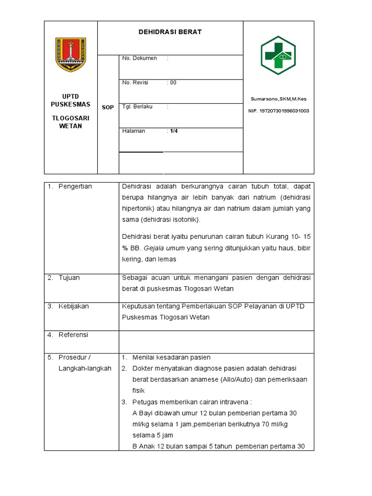 SOP-Dehidrasi-Berat TSW | PDF | Pengembangan Diri | Sains & Matematika