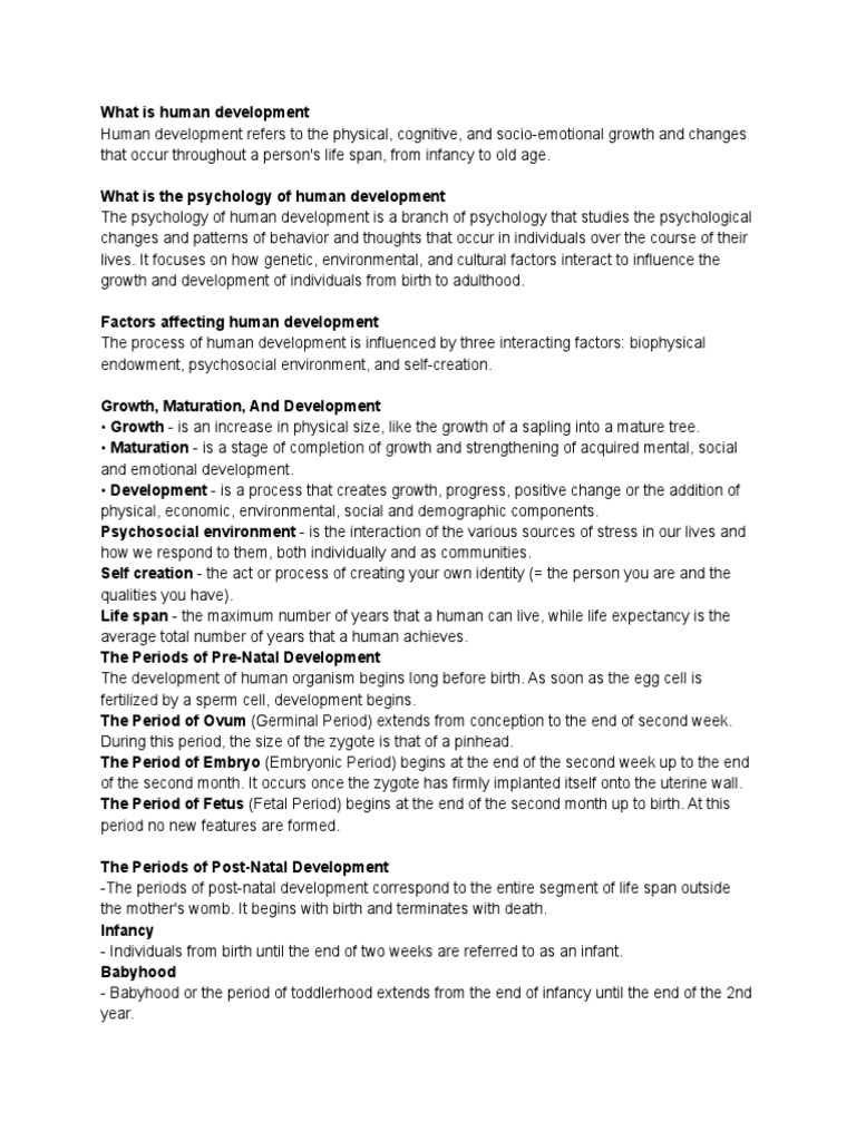 A Comprehensive Overview of Major Theories of Human Development Across ...