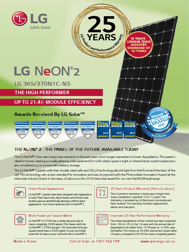 LG NeON® 2 (LG365-370N1C-N5) | Download Free PDF | Photovoltaics ...