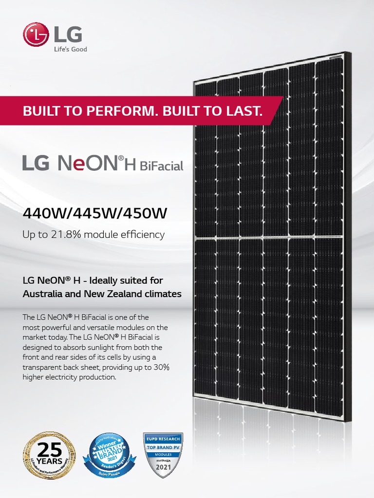 LG NeON® H BiFacial (440W-445W-450W) | PDF | Electrical Components ...