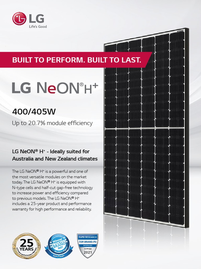 LG NeON® H+ (LG400 - 405N3C-V6) White | PDF | Photovoltaics | Solar Panel
