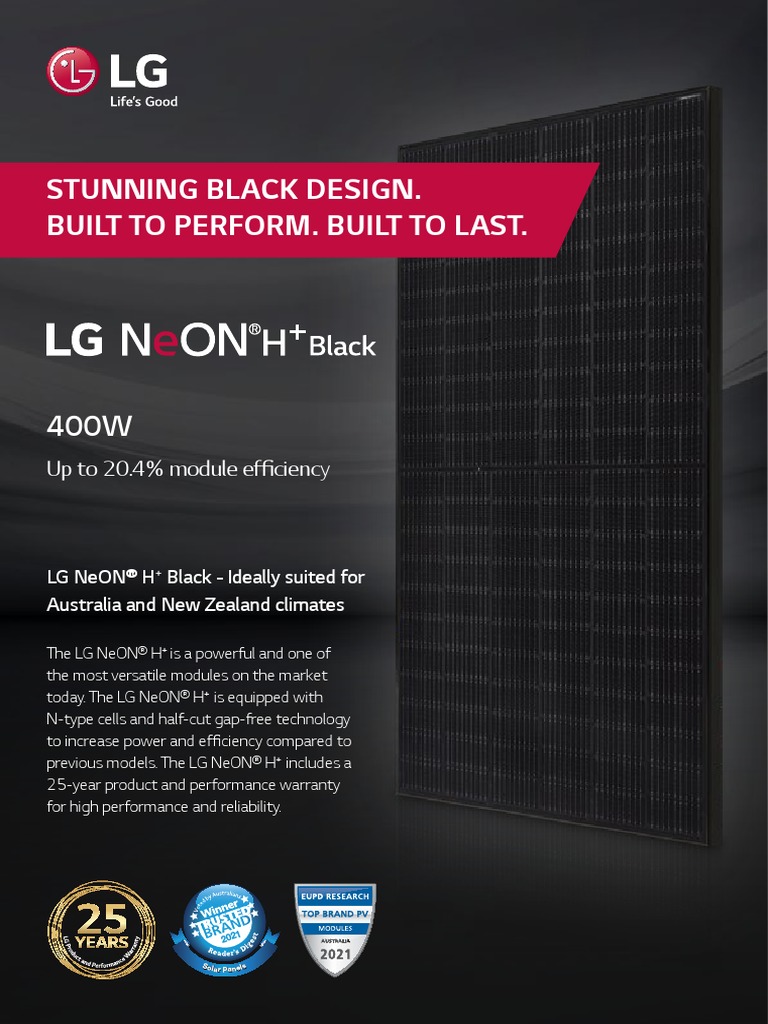 LG NeON® H+ (LG400N3K-V6) Black | PDF | Technology & Engineering
