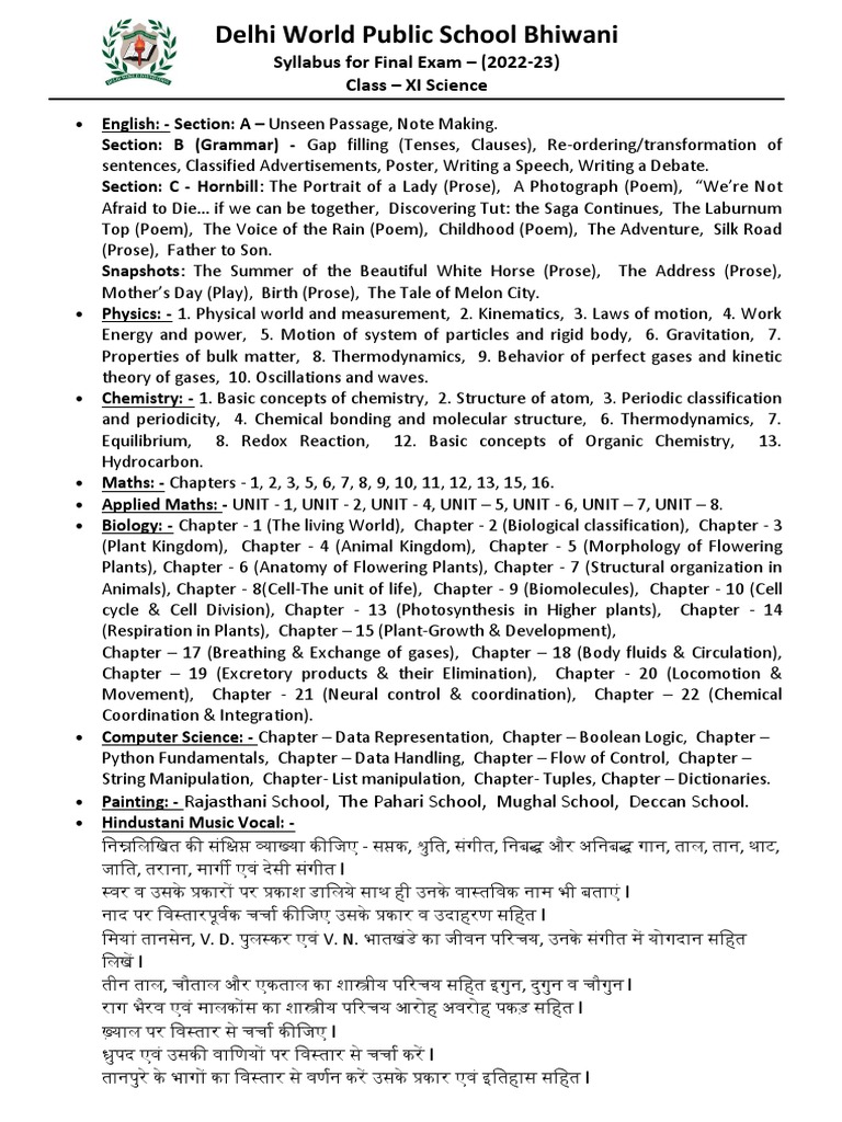 Class XI Science | PDF | Chemistry | Physics