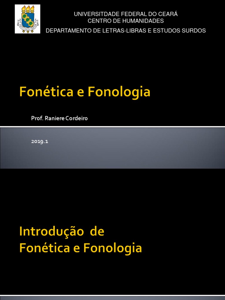 Aula 1 - Introdução Fonetica e Fonologia 2019.1 | PDF | Fonética ...