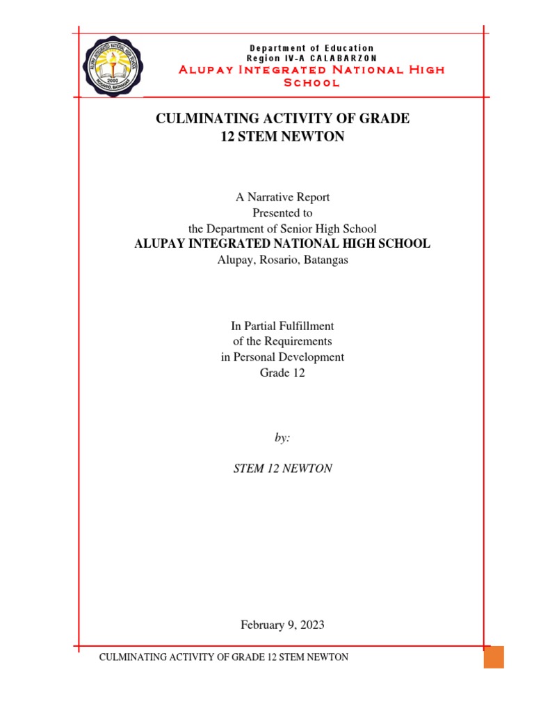 Culminating Activity Narrative Report | PDF