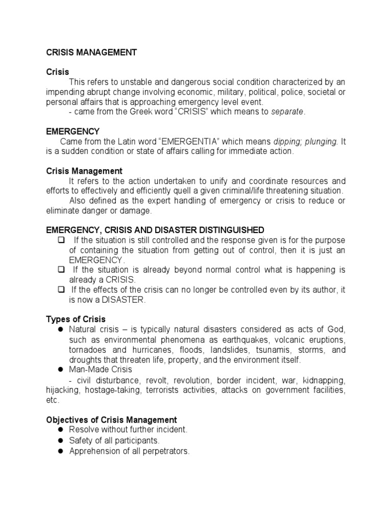 Crisis Management | PDF