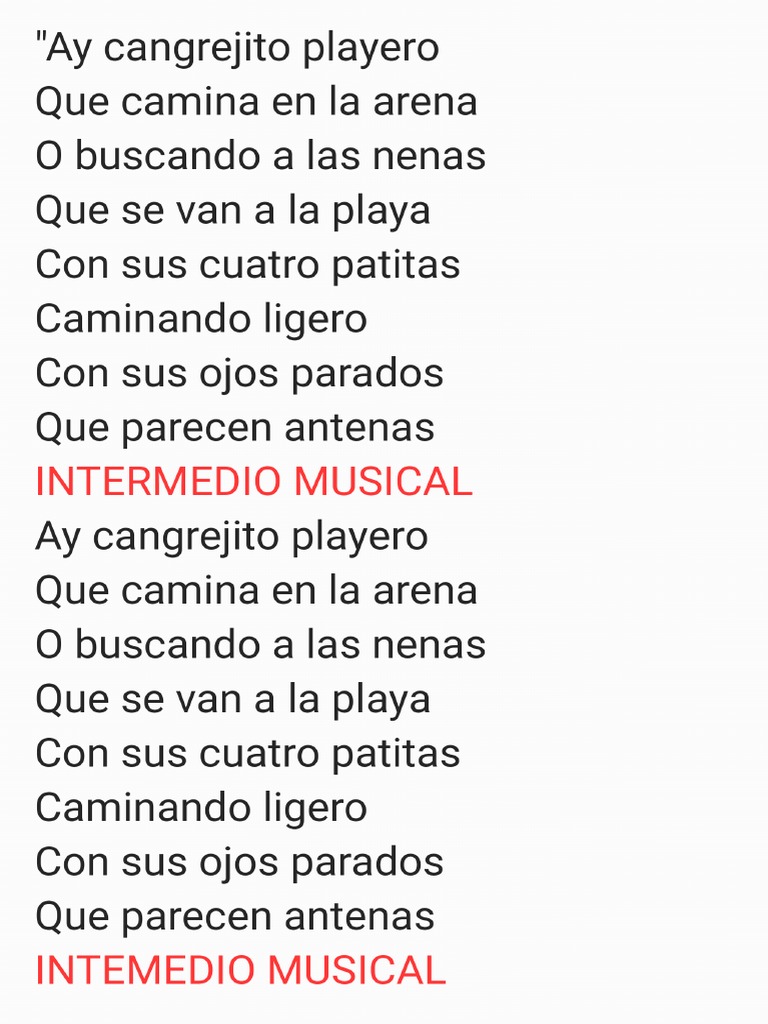 El Cangrejito Playero Letra - Buscar Con Google - 221212 - 205059 | PDF