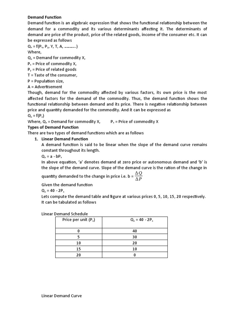 Demand Function | PDF | Demand Curve | Demand