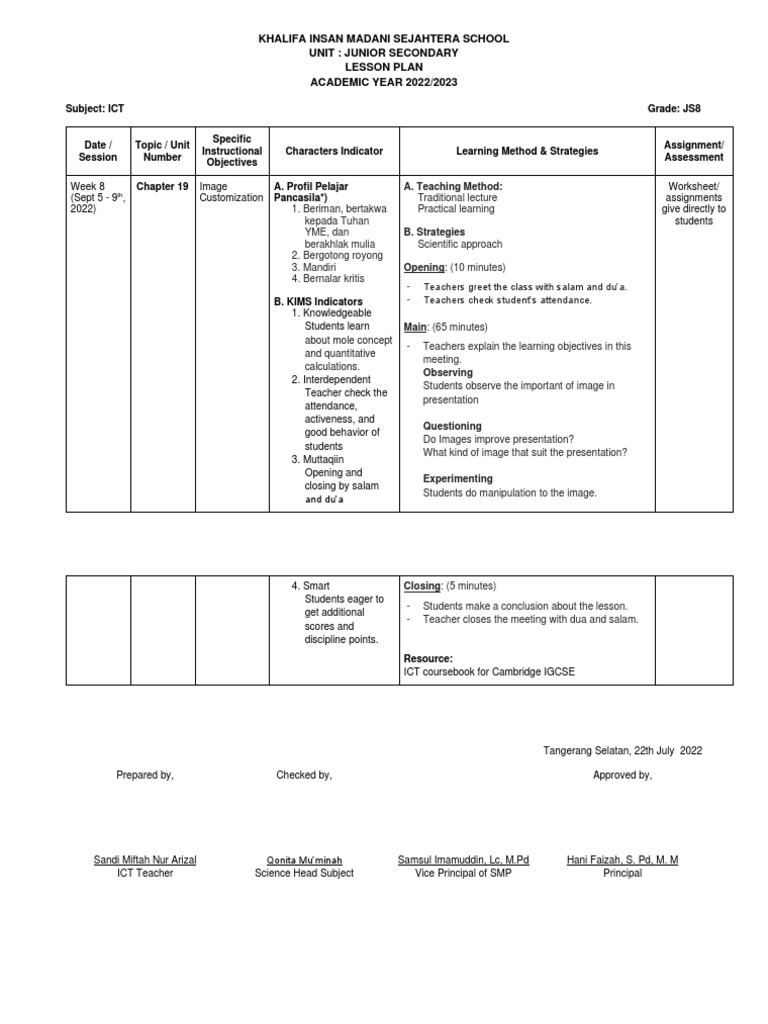 JS8 ICT Lesson Plan: Image Customization | PDF | Teachers | Educational ...