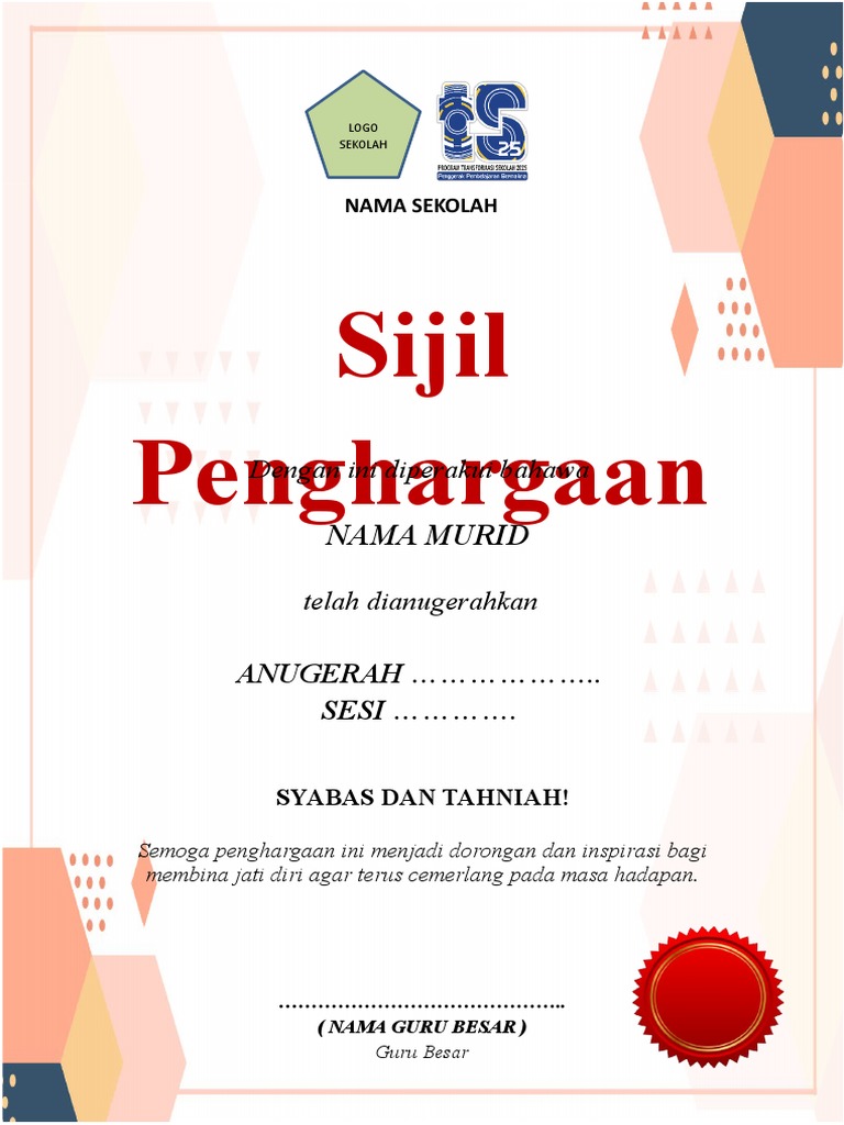 Template Sijil Anugerah Khas | PDF | Karier & Perkembangan