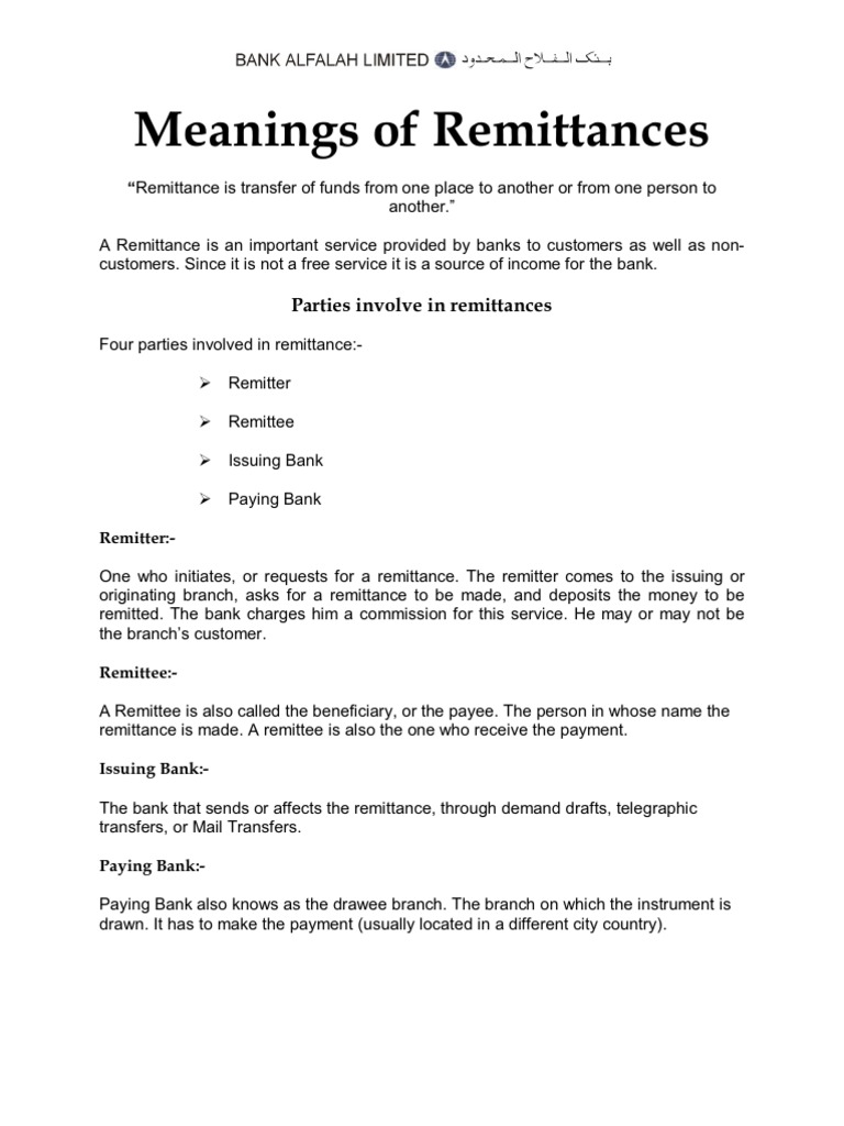 Bank Alfalah Remittance Dpartment | PDF | Cheque | Negotiable Instrument