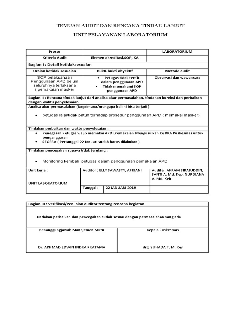 Temuan Audit Dan RTL Lab | PDF