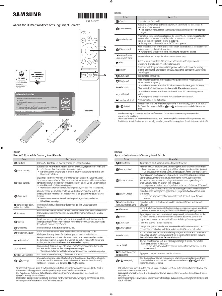 BN68-11642A-01 - Leaflet-Remote - AU8000 - ZG XN ZT - L05 - 210430.0 ...