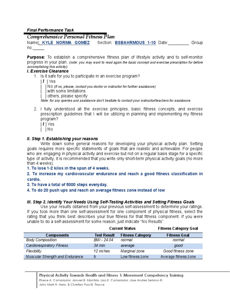 Chapter-7-Activities-Assessment (GOMEZ, KYLENORMA) ) | PDF | Physical Fitness | Aerobic Exercise