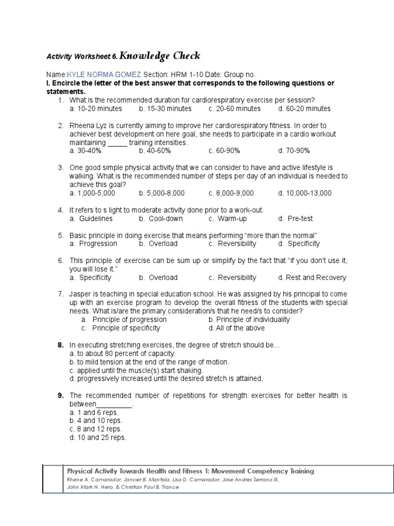Chapter-3-Activities-Assessment (GOMEZ, KYLENORMA) | PDF | Physical Fitness | Clinical Medicine