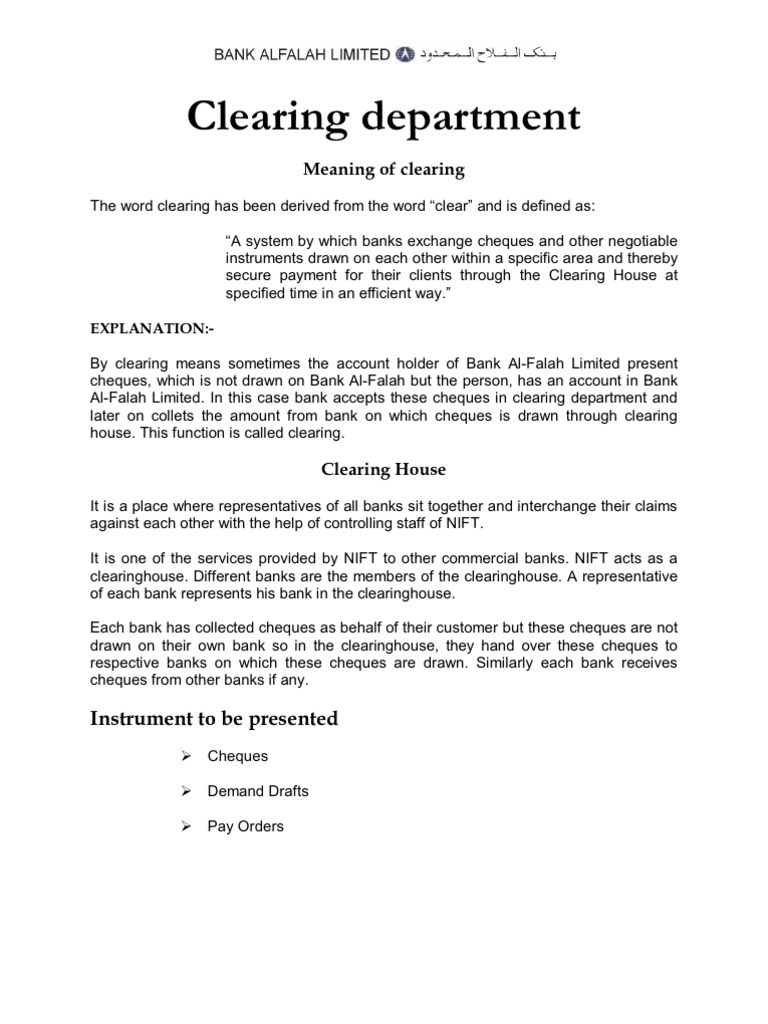Types of Bank Clearance in Pakistan | PDF | Cheque | Clearing (Finance)