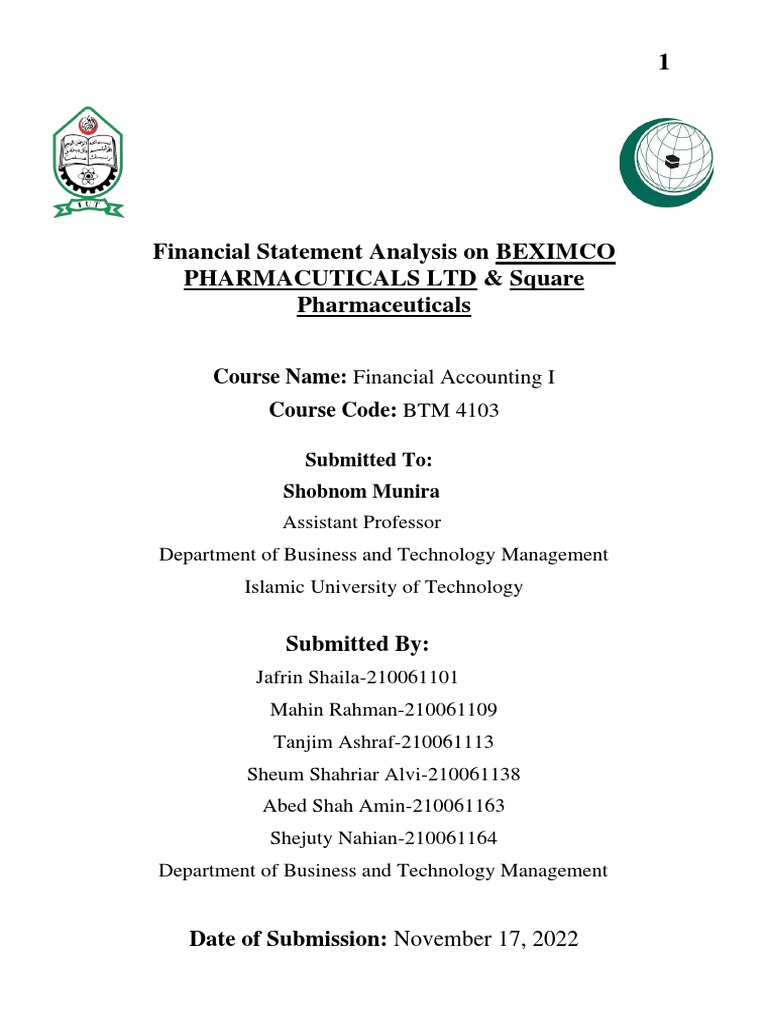 Financial Statement Analysis On BEXIMCO and SQUARE | PDF | Net Income ...
