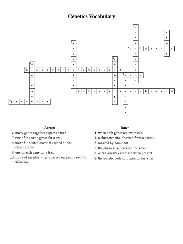 Genetics Vocabulary 335 | PDF | Heredity | Gene