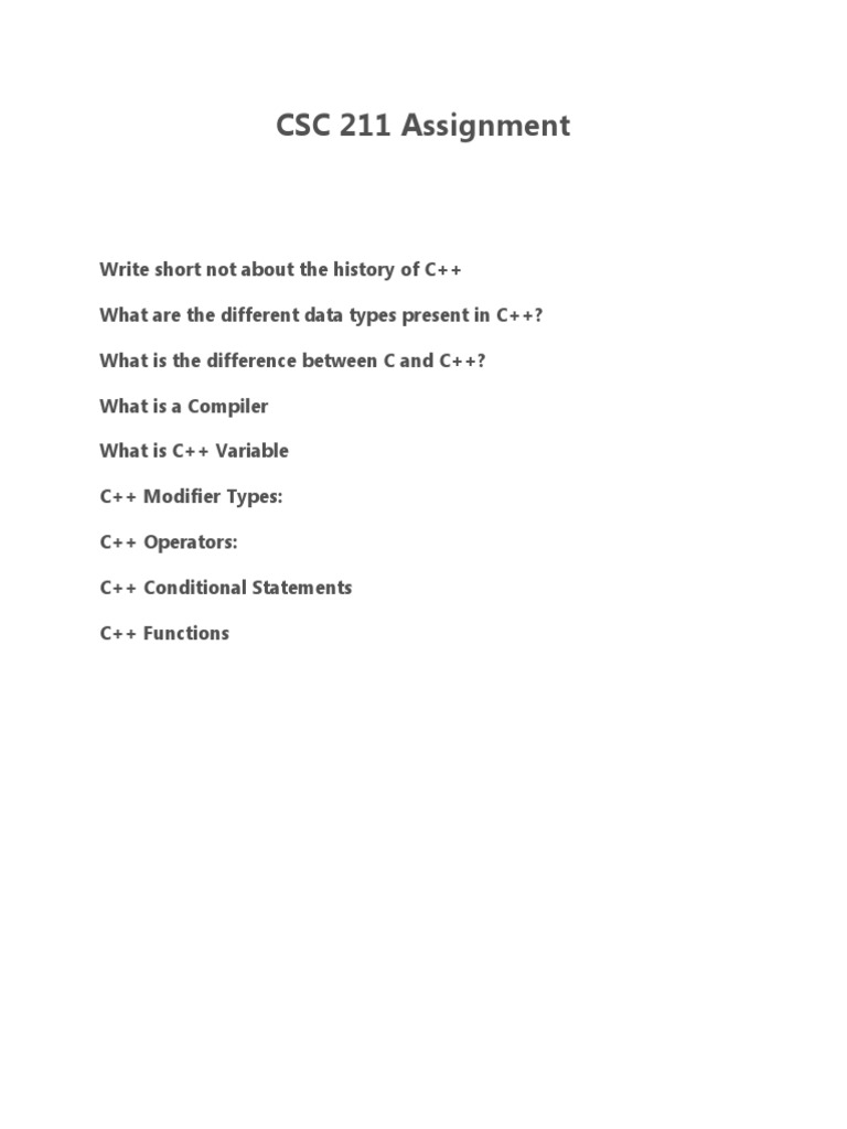 CSC 211 Assignment | PDF