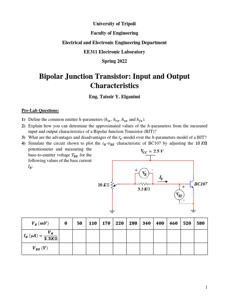 BJT Characteristics - EE311 - Spring 2022 | PDF | Bipolar Junction Transistor | Electrical ...