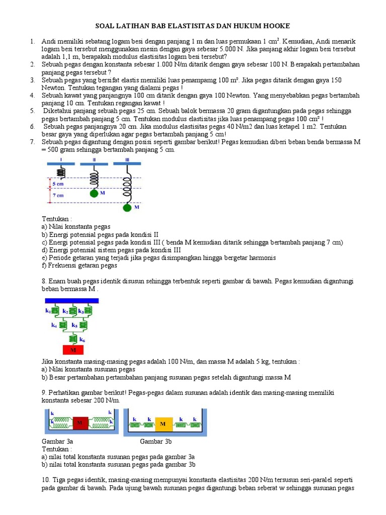 Soal Latihan Bab Elastisitas Dan Hukum Hooke | PDF