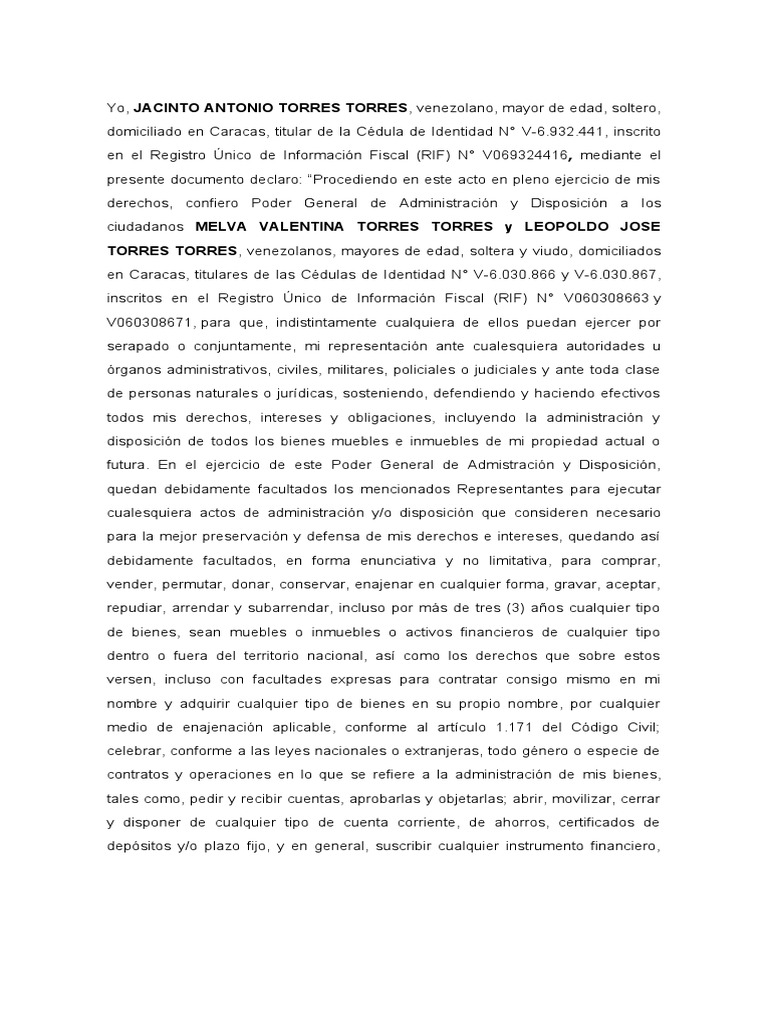 Poder General de Disposicion - MVTT.LJTT - Final.16.08.2022 | PDF ...