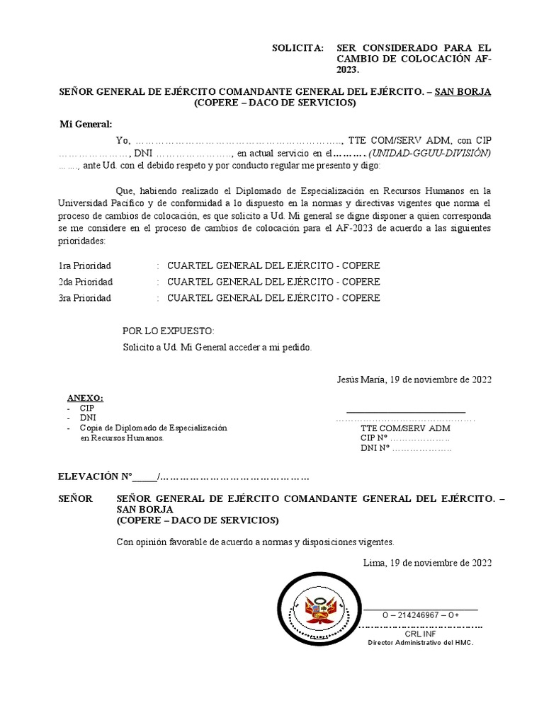 Modelo de Solicitud de Cambio | PDF Modelo de Solicitud de Cambio | PDF