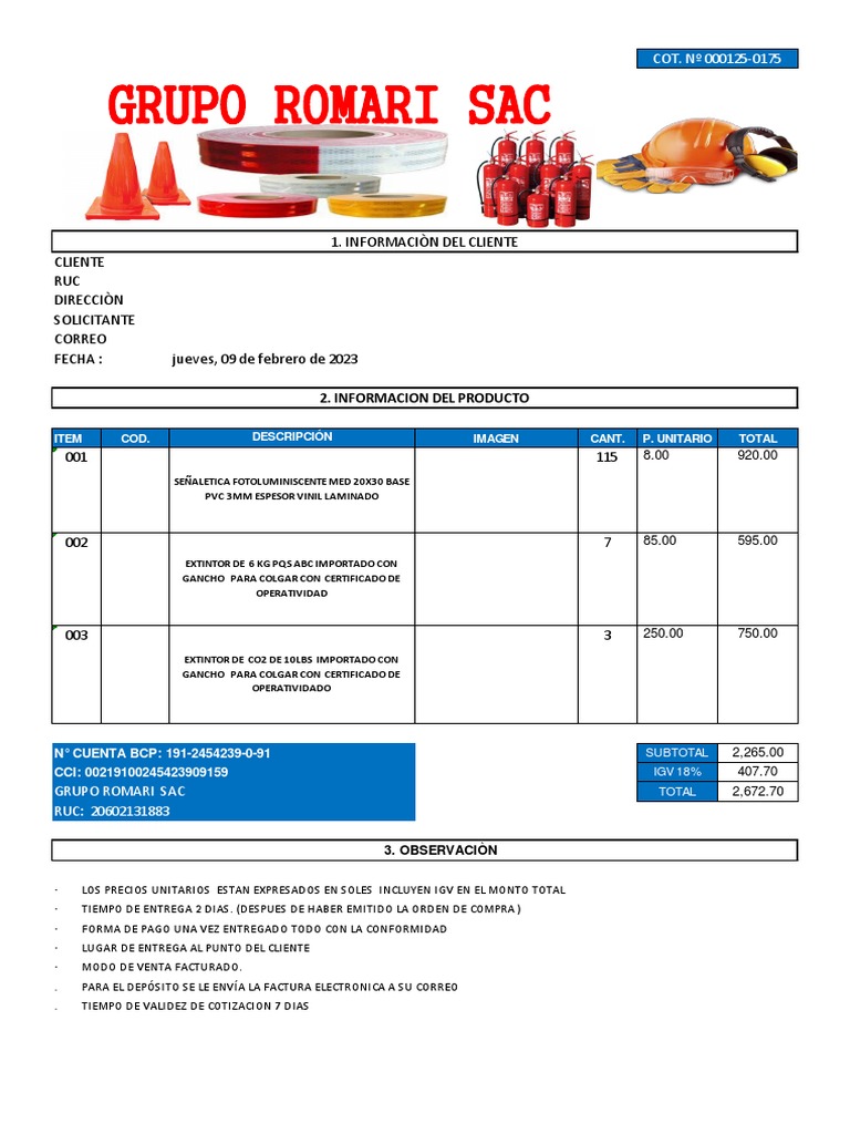 Cotizacion Romari 1 | PDF