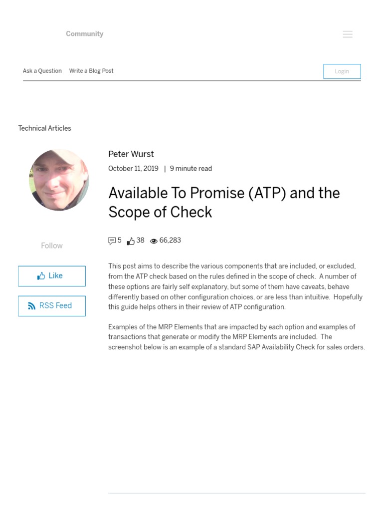 Available To Promise (ATP) and The Scope of Check - SAP Blogs | PDF ...