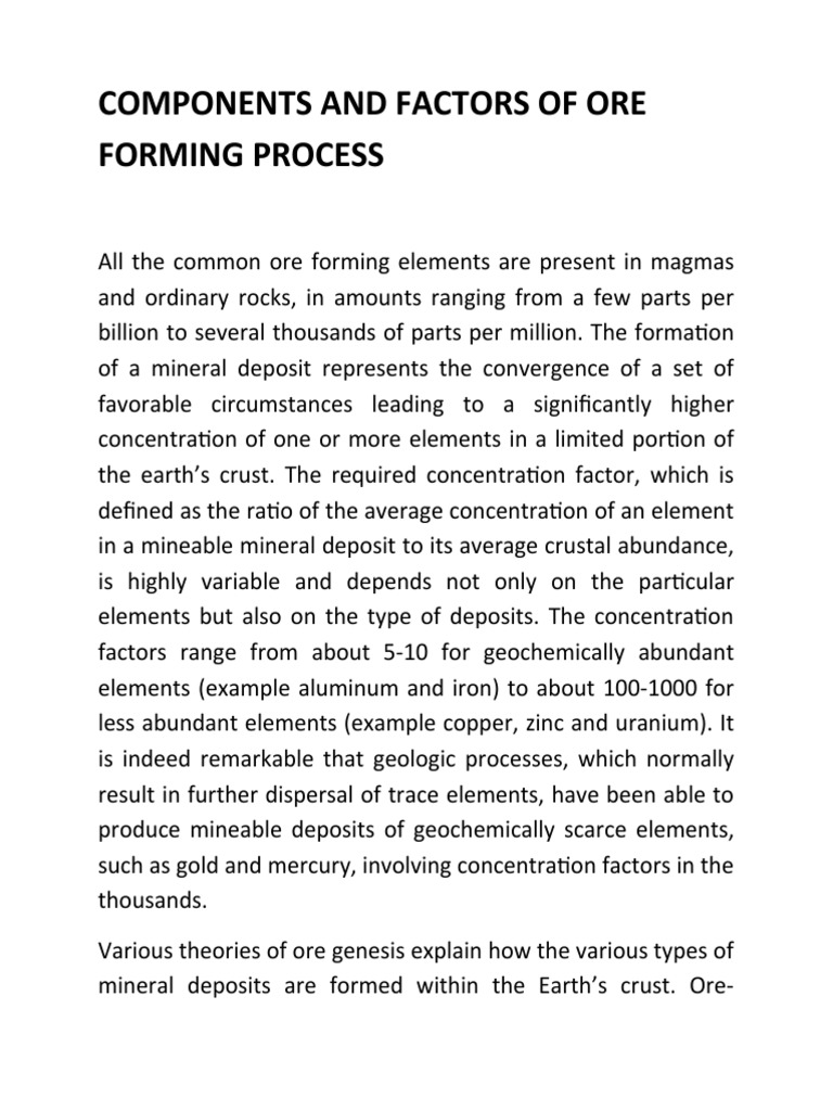 Components and Factors of Ore Forming Process | PDF | Rock (Geology ...