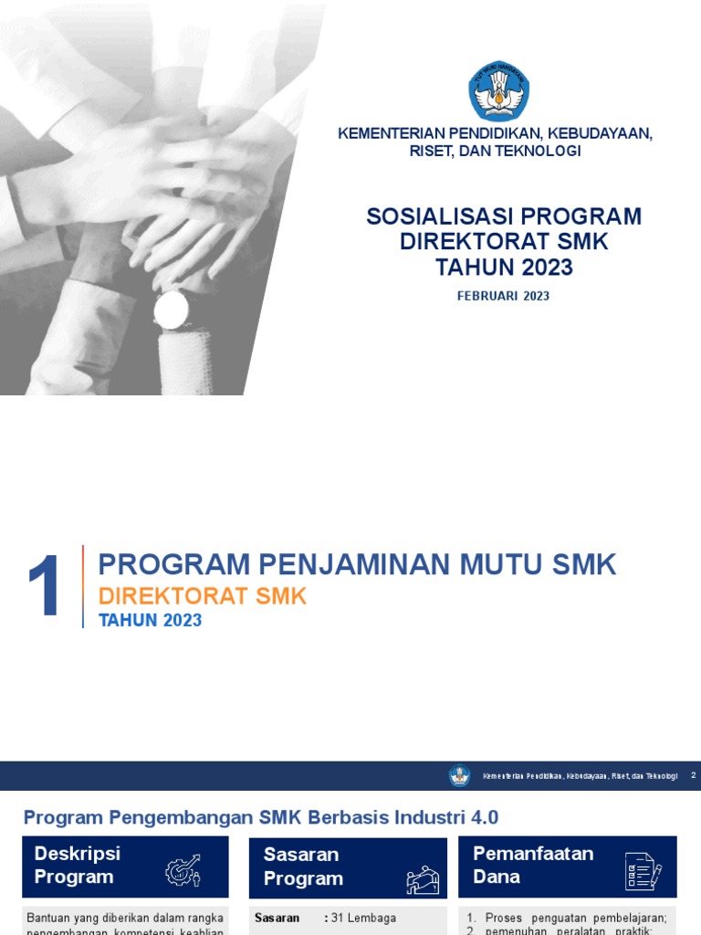 Sosialisasi Program Direktorat SMK Tahun 2023 | PDF