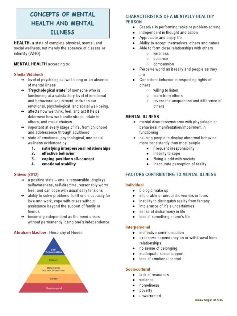 Characteristics of a mentally healthy person | PDF | Psychotherapy ...