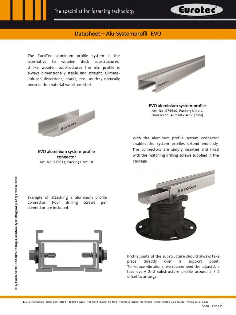 Product Data Sheet Aluminium Profile EVO EN | PDF | Manufactured Goods