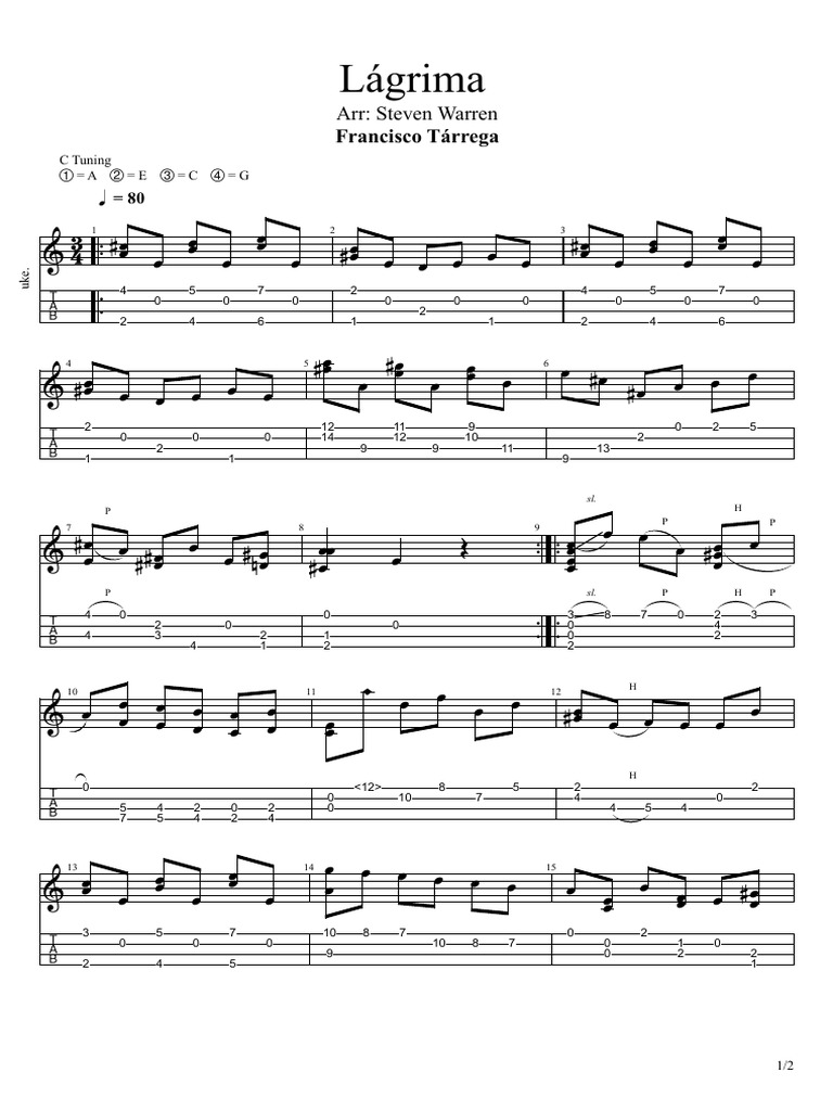 Lágrima TAB | Download Free PDF | Compositions | Musical Compositions