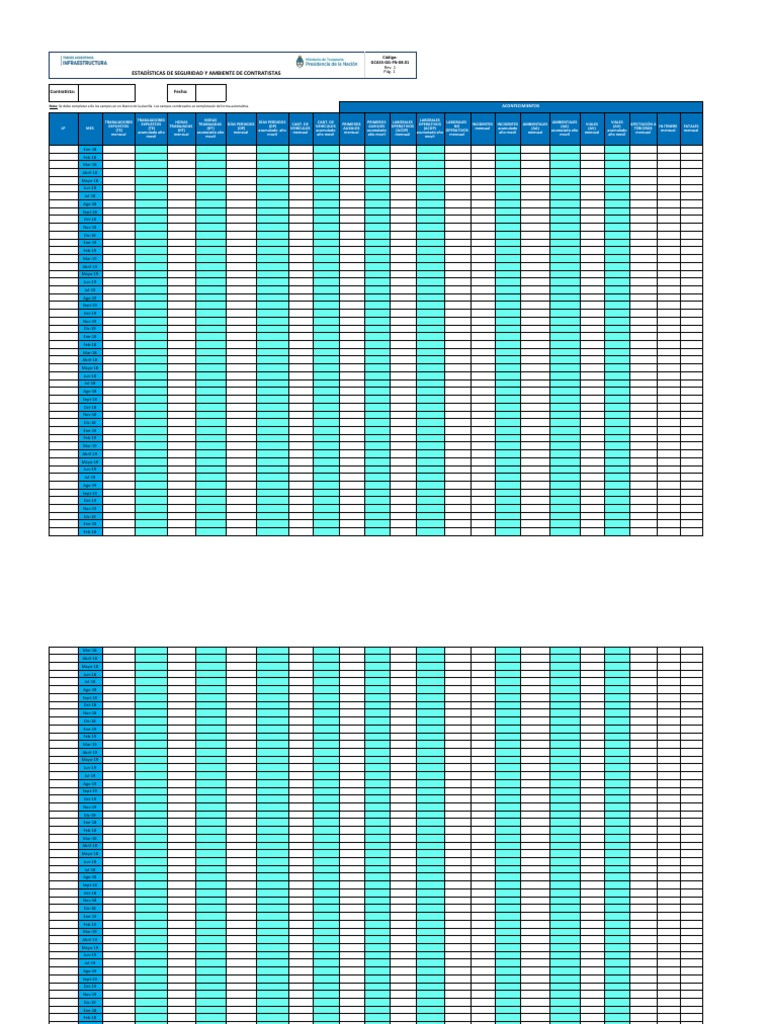 GCASS-GG-FN-08.01 Estadísticas de Seguridad y Ambiente por Contratista ...