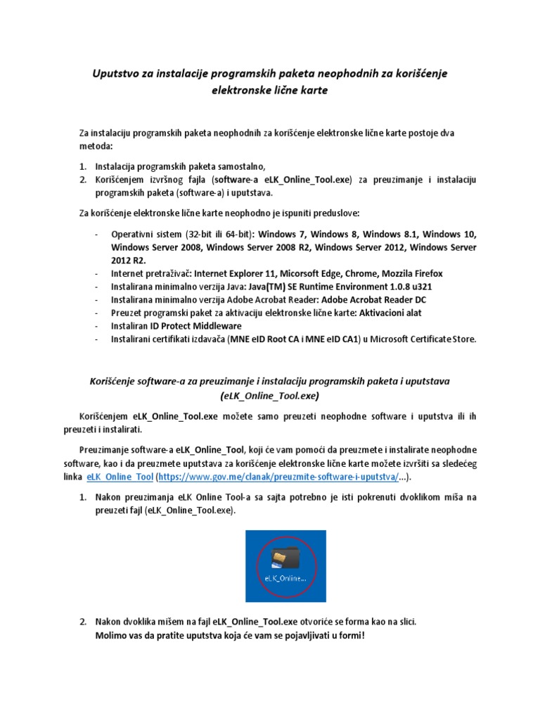 8 Uputstvo Za Instalacije Programskih Paketa Neophodnih Za Koriscenje Elektronske Licne Karte | PDF