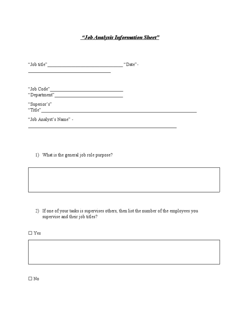 Job Analysis Information Sheet | PDF | Customer Relationship Management ...