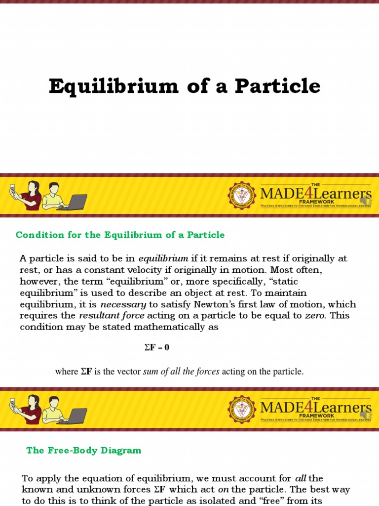 Equilibrium of A Particle | PDF | Force | Euclidean Vector