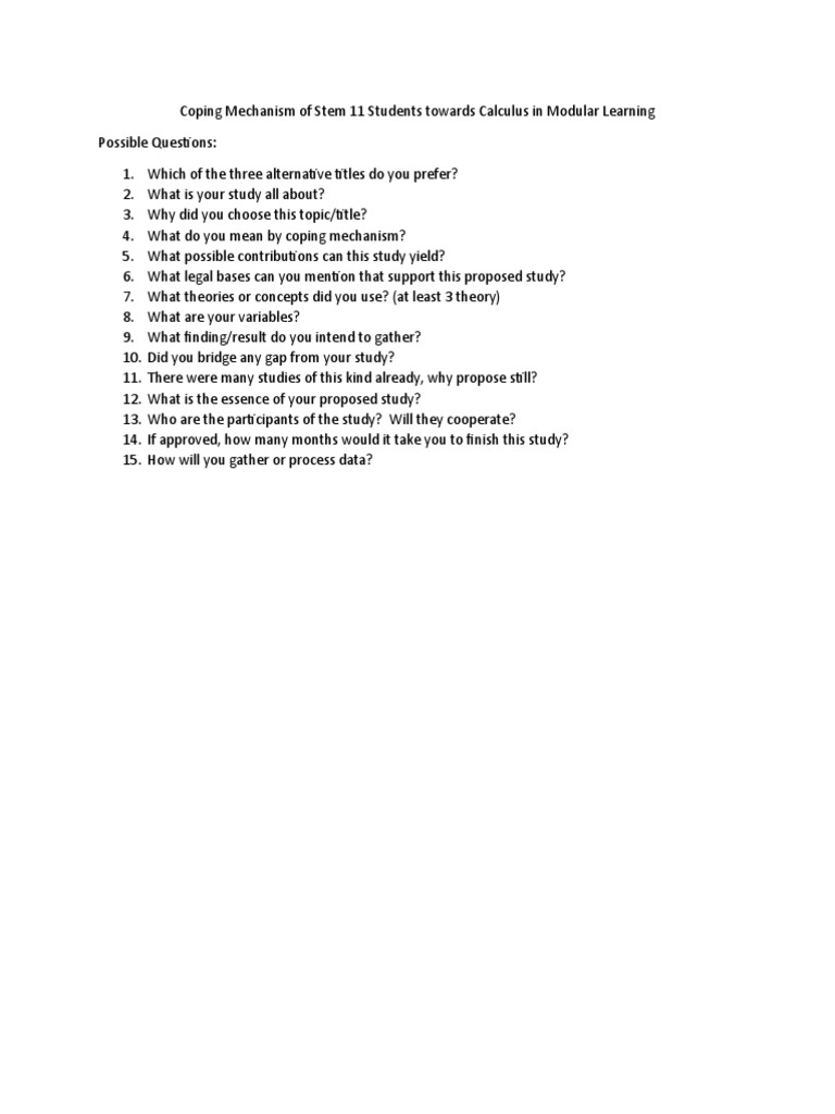 Coping Mechanism of Stem Students Towards Calculus in Modular Learning ...